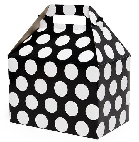 Black and White Polka Dot Gable Gift Box – Kelli's Gift Baskets, LLC